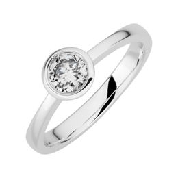LYOMI Damen Fingerring "585/- Wei&szlig;gold 1 synth. Diam. 0,50 ct.", 054 (17,2), 0,5 VS = sehr kleine Einschl&uuml;sse, Gold, silber, Gold, Fingerringe