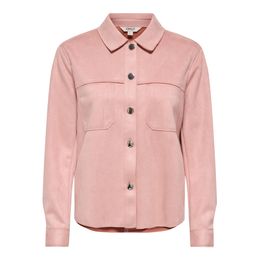 Only Damen Hemdbluse "ONLMIRA L/S FAUX SUEDE SHIRT PNT", rosa, Gr. L, unifarben, Web, Obermaterial: 95% Polyester, 5% Elasthan, Blusen, Materialmix,