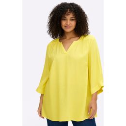 sheego Damen Longbluse, gelb, Gr. 48, unifarben, 100% Viskose, Blusen