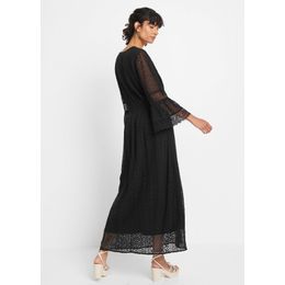bonprix Damen Maxikleid, schwarz, Gr. 50, Obermaterial: 60% Baumwolle, 40% Polyamid. Besatz: 100% Polyester. Futter: 100% Polyester, Kleider, f&uuml;r