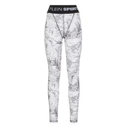 Plein Sport Damen Leggings "Sportleggings", wei&szlig;, Gr. XS, Obermaterial: 90% Polyester, 10% Elasthan, Hosen