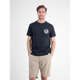 Lerros Herren T-Shirt "L&auml;ssiges, unifarbenes T-Shirt aus reiner Baumwolle mit Print", schwarz, Gr. M, 100% Baumwolle, Shirts