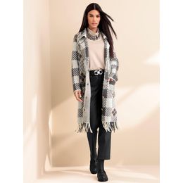 Heine Damen Longstrickjacke, schwarz-wei&szlig;, Gr. 48, gemustert, mehrfarbig, 73% Polyacryl, 15% Polyamid, 10% Wolle, 2% Elasthan, Strickjacken