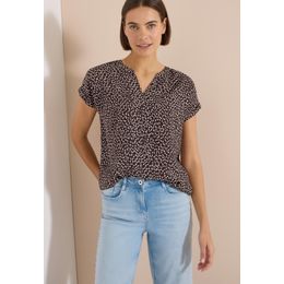 Cecil Damen Kurzarmbluse, braun, Gr. XXL, Minimalmuster, Stoff, 100% Viskose, Blusen, in Blusen-Optik