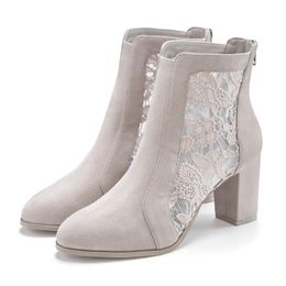 Lascana Damen High-Heel-Stiefelette "Ankle Boot, Stiefel", Gr. 42, grau, Obermaterial: 100% Textilmaterial. Decksohle: 100% Lederimitat. Futter: 100%