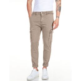 Replay Herren Cargohose "JAAN", beige, Gr. 30, Web, Obermaterial: 91% Baumwolle, 6% Elastomultiester, 3% Elasthan, Hosen, Hyperflex
