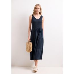 Street One Damen Midikleid, blau, Gr. 46, unifarben, Web, 95% Baumwolle, 5% Elasthan, Kleider, in Unifarbe