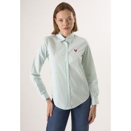 FELIX HARDY Damen Langarmbluse "Gestreiftes Langarmhemd", gr&uuml;n, Gr. S, 97% Baumwolle, 3% Elasthan, Blusen