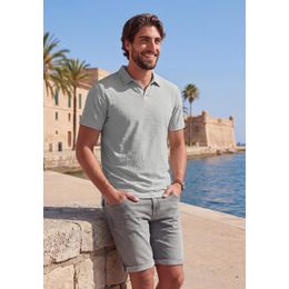 Beach Time BEACHTIME Herren Poloshirt "sommerliches T-Shirt mit modischen Bl&auml;tter-Design", grau, Gr. XXL, Strukturmuster, unifarben, Jersey, Obermaterial: 56%
