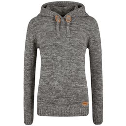oxmo Damen Strickfleece-Pullover "Strickpullover OXPhilia", grau, Gr. L, Obermaterial: 100% Baumwolle CO., Pullover
