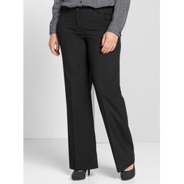 sheego Damen B&uuml;gelfaltenhose, schwarz, Gr. 56, unifarben, 64% Polyester, 34% Viskose, 2% Elasthan, Hosen