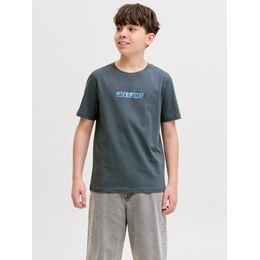 Jack & Jones Kinder T-Shirt "JJMUNK TEE SS CREW NECK SN JNR", grau, Gr. 140, JACK & JONES JUNIOR, bedruckt, Single Jersey, Obermaterial: 100% Baumwolle, Shirts,