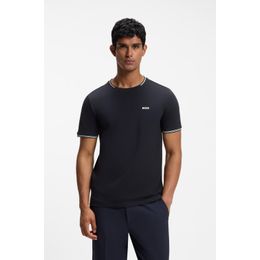 BOSS Green Herren T-Shirt "Taul Stretch-Baumwoll-Pique", blau, Gr. M, Single Jersey, Obermaterial: 92% Baumwolle, 8% Elasthan, Shirts, aus softem