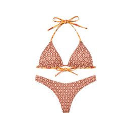 Gisela Bikini Damen Gr&ouml;&szlig;e L gelb / rot / wei&szlig;