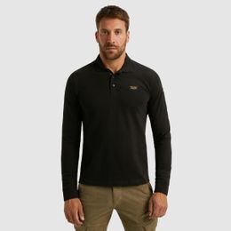 PME-Legend PME LEGEND Herren Langarm-Poloshirt, schwarz, Gr. XXXL, unifarben, Jersey, Obermaterial: 95% Baumwolle, 5% Elasthan, Shirts, mit Logo-Aufn&auml;her