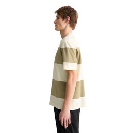 Marc O'Polo Herren T-Shirt "mit Cut-&-Sew-Blockstreifen"medium braun, Basic, Gr. XL, MARC O'POLO DENIM, gestreift, Obermaterial: 100% Baumwolle, Shirts