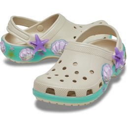 Crocs M&auml;dchen Clog "Classic Sea Sparkle Shaker", Gr. 25, beige, Croslite , Glitzer, kontrastfarbene Details, Schuhe, Sommerschuh, Strandschuh mit