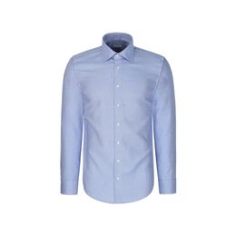 Seidensticker Herren Businesshemd "Schwarze Rose", blau, Gr. 45, Strukturmuster, 100% Baumwolle, Hemden, Slim 1/1 Kentkragen Struktur