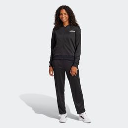 Damen Trainingsanzug "ESSENTIALS LINEAR", schwarz, Gr. XL, adidas Sportswear, Obermaterial: 100% Polyester, Sportanz&uuml;ge, zweiteiliges Set, f&uuml;r