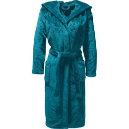 REDBEST Fleece Unisex-Bademantel mit Kapuze Perris in petrol | Gr.: XXL