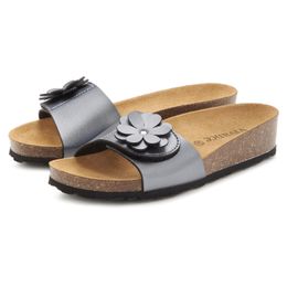 Vivance Damen Pantolette "Mule, Sandale, offener Schuh, Sommerschuh", Gr. 37, grau, Obermaterial: 100% Synthetik. Decksohle: 100% Rindsleder. Futter:
