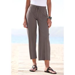 Damen 7/8-Strandhose, gr&uuml;n, Gr. 52, BEACHTIME BY LASCANA, unifarben, Jersey, Obermaterial: 95% Baumwolle, 5% Elasthan, Hosen, aus weichem Jersey,