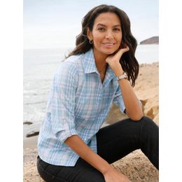Casual Looks Damen Karobluse, blau, Gr. 36, gemustert, kariert, mehrfarbig, 50% Baumwolle, 50% Polyester, Blusen