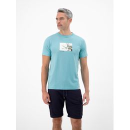 Lerros Herren T-Shirt "Baumwoll T-Shirt mit Motiv-Print und bequemem Rundkragen", blau, Gr. XL, 100% Baumwolle, Shirts