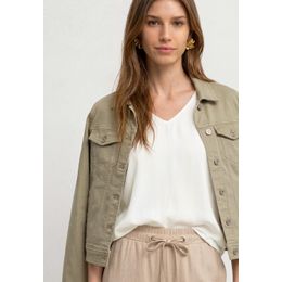 Street One Damen Blusentopsanftes wei&szlig;, Gr. 34, unifarben, Web, Obermaterial: 100% Viskose, Blusen, weich fallender Viskosemix, Elastikbund,