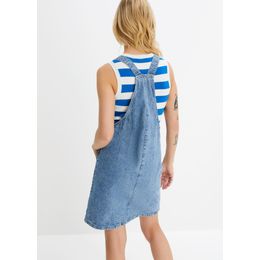 bonprix Damen Jeanskleidblau denim washed, Gr. 36, Obermaterial: 100% Baumwolle, Kleider, A-Linien-Passform, aus Baumwolle, mit zwei aufgesetzten