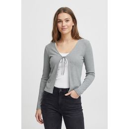 Pieces Damen Strickjacke "PCKITTE LS TIE CARDIGAN JRS NOOS BC", grau, Gr. L, unifarben, Strick, Obermaterial: 95% Baumwolle, 5% Elasthan,
