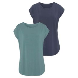 Lascana Longshirt 'mit stark gerundetem Saum' mehrfarbig Gr. 32/34 f&uuml;r Damen. Mit Rundhals. Bequem. Nachhaltig.