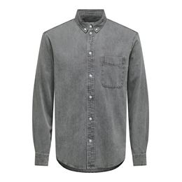 Only & Sons Only & Sons Button Up Shirt 'ONSOrson' male size M Grey denim