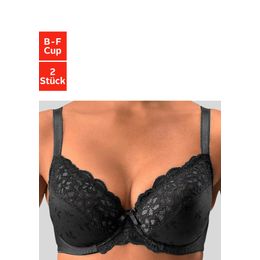 Damen B&uuml;gel-BH, PETITE FLEUR BY LASCANA, Gr. 85, schwarz, Spitze, Obermaterial: 90% Polyamid, 10% Elasthan, BHs, mit elastischer Spitze, Dessous &ndash;