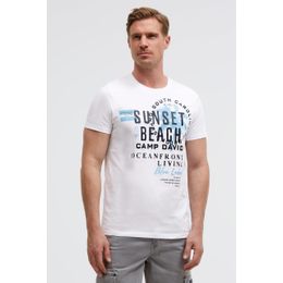 CAMP DAVID Herren Rundhalsshirt, wei&szlig;, Gr. M, bedruckt, Single Jersey, Material: 100% Baumwolle, Shirts, aus Baumwolle
