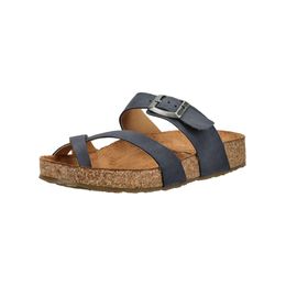Haflinger Damen Zehentrenner "Haflinger Hausschuhe Leder", Gr. 36, blau, Leder, Schuhe