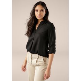 Tamaris Damen Schlupfbluse "mit lockerem Schnitt, aus flie&szlig;ender Viskose-Qualit&auml;t", schwarz, Gr. 44, unifarben, Web, Obermaterial: 100% Viskose,