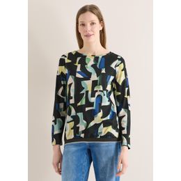 Cecil Damen Langarmshirt, bunt, Gr. XXL, gemustert, Web, 50% Baumwolle, 50% Modal, Shirts, mit grafischem Muster