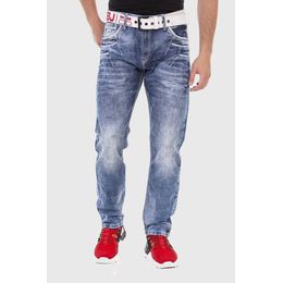 Cipo & Baxx CIPO & BAXX Herren Slim-fit-Jeans "Jeans", blau, Gr. 34, unifarben, 100% Baumwolle, Jeans, im washed Look