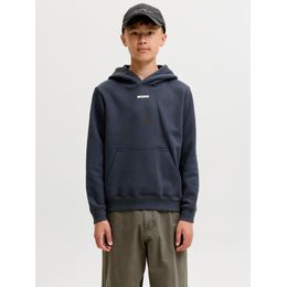 Jack & Jones Kinder Kapuzensweatshirt "JCOCLUB BACK SCRIPT SWEAT HOOD SN JNR"outer space detail:jj, Gr. 164, JACK & JONES JUNIOR, bedruckt, angeraute Sweatware,