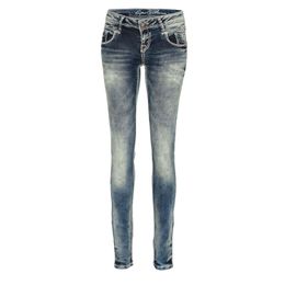 Cipo & Baxx CIPO & BAXX Damen 5-Pocket-Jeans "Jeans", blau, Basic, Gr. 31, unifarben, 98% Baumwolle, 2% Elasthan, Jeans, mit niedriger Taille in Straight Fit,