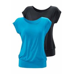 Lascana Longshirt 'mit breitem Bund' mehrfarbig Gr. 44/46 f&uuml;r Damen. Mit Rundhals. Bequem. Nachhaltig.