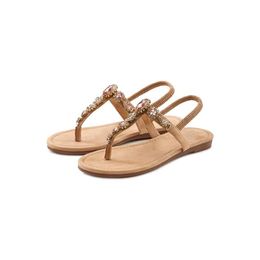 Lascana Zehentrenner 'Sommerschuh, offener Schuh,' beige Gr. 42 f&uuml;r Damen. Mit Schmucksteine, Schmuckelement