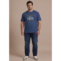 Herren Rundhalsshirt "auch in Grosse Gr&ouml;&szlig;en bis Gr. 7XL &Auml;rmel-Fit", blau, Gr. XXL, MAN'S WORLD PLUS, bedruckt, Single Jersey, Obermaterial: 100%