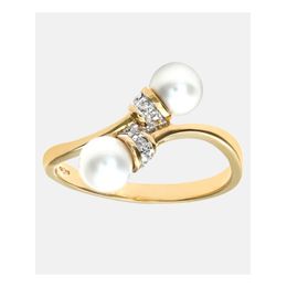 Diamant L'&eacute;ternel Ring aus 375 Gelbgold mit Diamant mit Perle | Gr.: 50