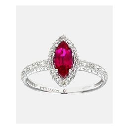 Diamant L'&eacute;ternel Cluster-Ring aus 375 Wei&szlig;gold mit Diamant mit Rubin | Gr.: 49