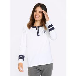 Classic Basics Damen Langarmshirt "Langarm-Shirt"marine, wei&szlig;, geringelt, Gr. 54, gemustert, mehrfarbig, 100% Baumwolle, Shirts