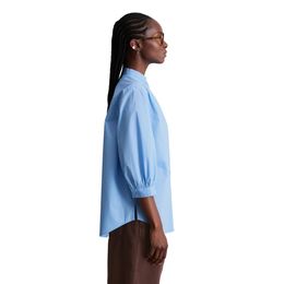 Marc O'Polo Damen Kurzarmbluse "aus Papertouch-Popeline"flaxflower blau, Gr. S, MARC O'POLO DENIM, unifarben, Obermaterial: 100% Baumwolle, Blusen