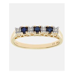 Diamant L'&eacute;ternel Eternity-Ring aus 375 Gelbgold mit Diamant mit Saphir | Gr.: 49