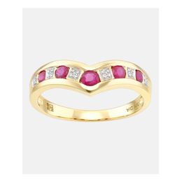 Diamant L'&eacute;ternel Ring aus 375 Gelbgold mit Diamant mit Rubin | Gr.: 47
